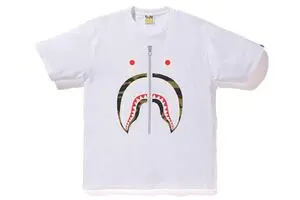 BAPE Reflector 1st Camo Shark Tee Shirt - White/yellow