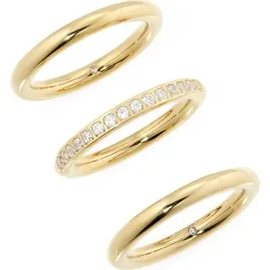 Nordstrom Set Of 3 Cubic Zirconia Stackable Rings - Clear- Gold
