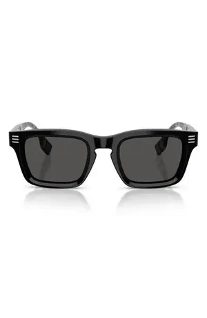 Burberry 51mm Rectangular Sunglasses - Black/dark Grey