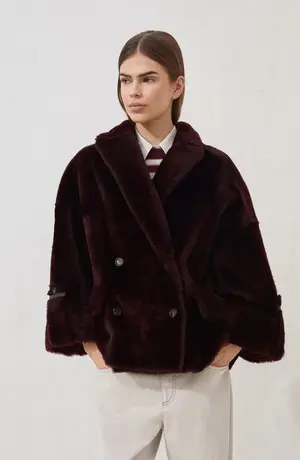 Brunello Cucinelli Shearling Reversible Outerwear - Burgundy