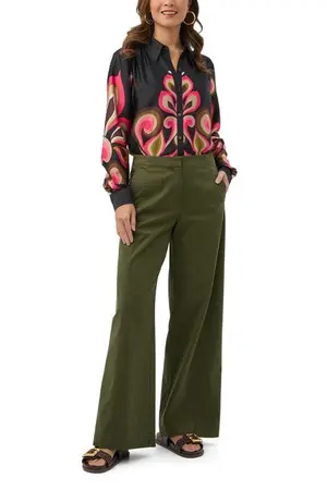 Trina Turk Cassavetes Border Printed Button-up Top