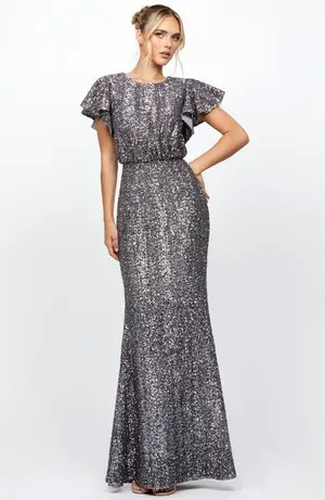 BARIANO Teresa Flutter Sleeve Gown