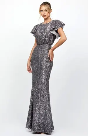 BARIANO Teresa Flutter Sleeve Gown