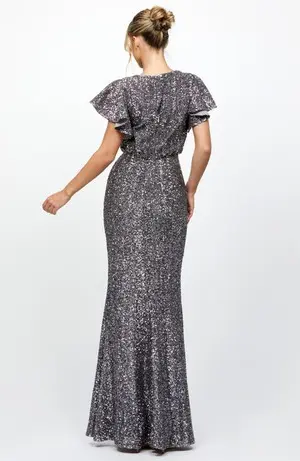 BARIANO Teresa Flutter Sleeve Gown