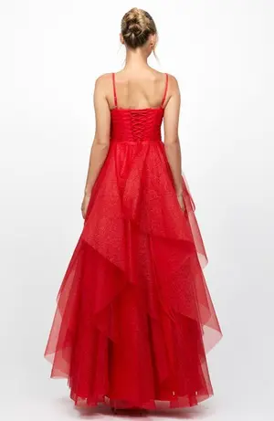 BARIANO Solenne Tiered Ball Gown - Red