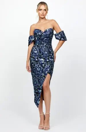 BARIANO Jordana Jacquard Midi Dress