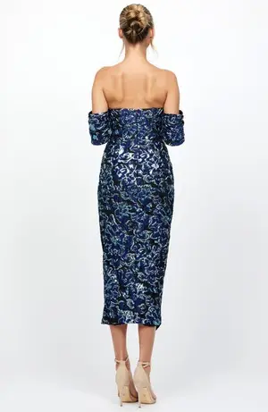 BARIANO Jordana Jacquard Midi Dress