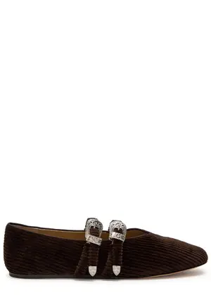 Le Monde Beryl Claudia Corduroy Ballet Flats - Brown