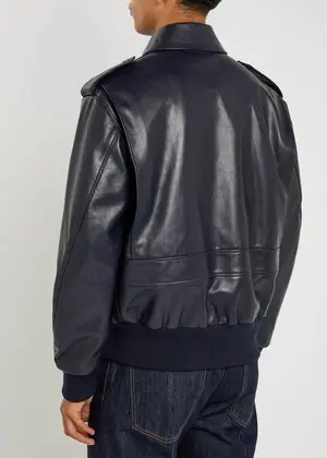 Givenchy Padded Leather Bomber Jacket - Navy