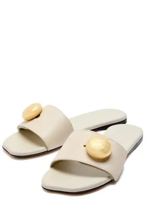 Loewe Pebble Logo Leather Sliders