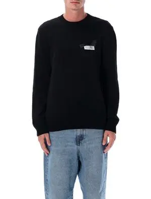 MAISON MARGIELA Wool Taped Label Crewneck Sweater - Black