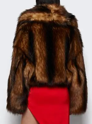 David Koma Faux Fur Cropped Jacket