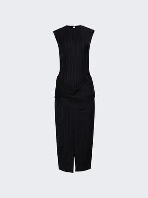 Burc Akyol Pinstripe Suiting Wool Dress - Navy