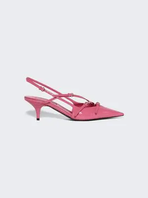 Miu Miu Brushed Leather Slingbacks With Buckles - Pink
