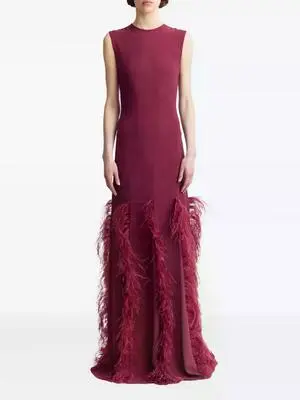 16Arlington Lett Feather-trim Maxi Dress