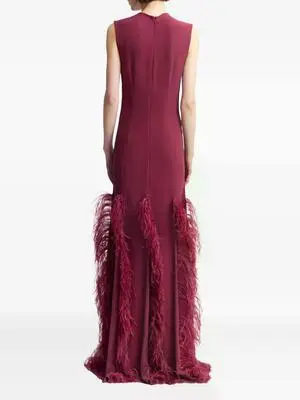 16Arlington Lett Feather-trim Maxi Dress