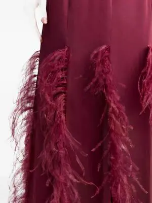 16Arlington Lett Feather-trim Maxi Dress