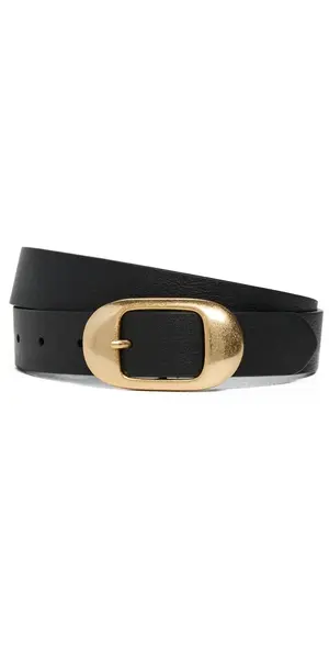 FAVORITE DAUGHTER Skinny Cowhide Belt - Black/antique Brass