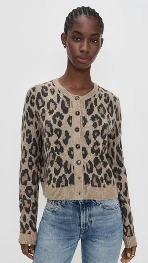 Z Supply Leopard Print Knit Cardigan
