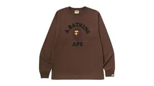 BAPE College Long Sleeve Tee Shirt (ss25) Brown