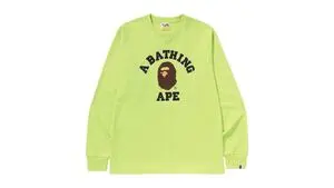 BAPE College Long Sleeve Tee Shirt - Light Green