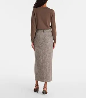 Brunello Cucinelli Wool And Silk-blend Midi Skirt