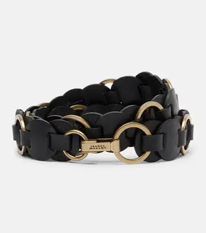 Isabel Marant Iota Braided Embellished Leather Belt - Black