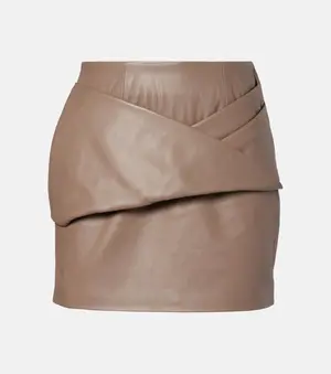 Tove Liss Pleated Leather Miniskirt - Beige