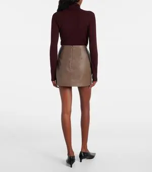 Tove Liss Pleated Leather Miniskirt - Beige