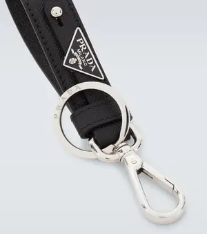 Prada Saffiano Leather Keychain With Logo