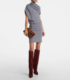 Staud Mabel One-shoulder Wool Minidress - Grey