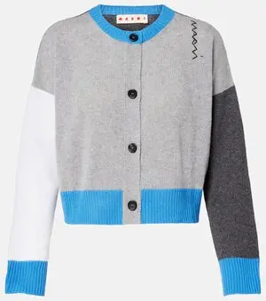 Marni Colorblocked Cashmere Cardigan - Grey