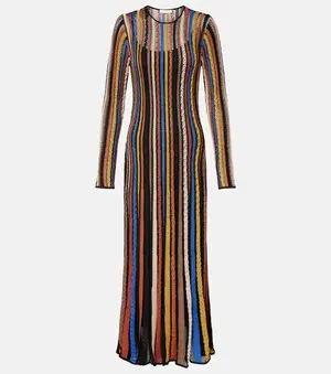 ULLA JOHNSON Albie Striped Lamé Maxi Dress