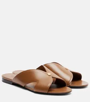 Loro Piana Vera Leather Slides - Brown