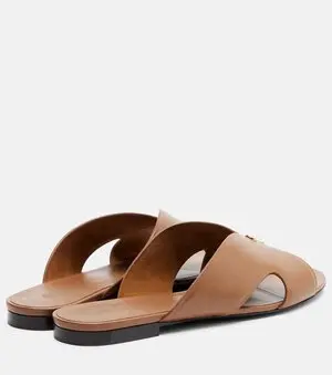 Loro Piana Vera Leather Slides - Brown