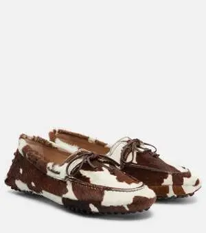 Le Monde Beryl Printed Calf Hair Driving Shoes - Brown