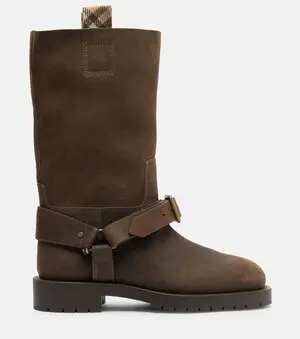 Burberry Soft Saddle Suede Knee-high Boots - Brown