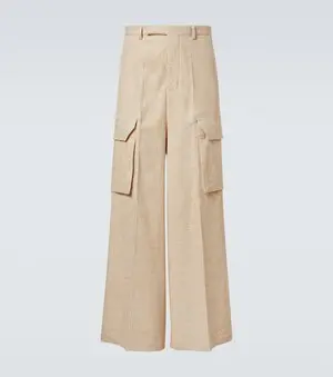 Rick Owens Firebanks Cotton And Linen Cargo Pants - Beige