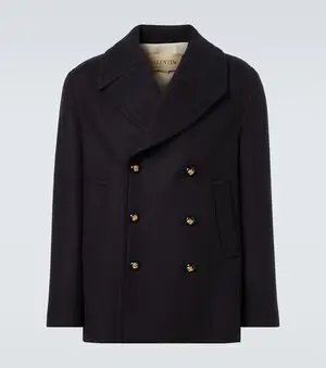 Valentino Garavani Double-breasted Virgin Wool Jacket - Blue