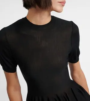 Alaïa Peplum Virgin Wool Top - Black