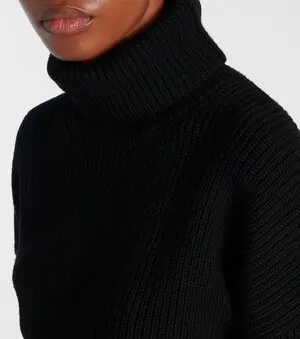 TOTEME Ribbed-knit Wool Turtleneck Sweater - Black