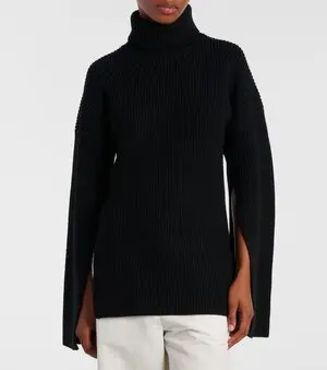TOTEME Ribbed-knit Wool Turtleneck Sweater - Black