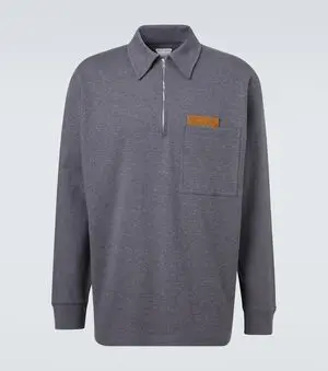 Bottega Veneta Intrecciato Cotton Jersey Polo Sweater
