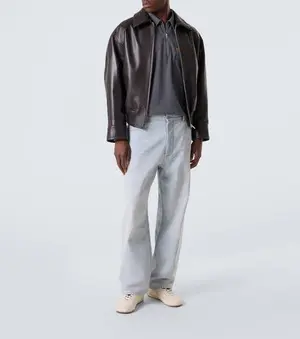 Bottega Veneta Intrecciato Cotton Jersey Polo Sweater