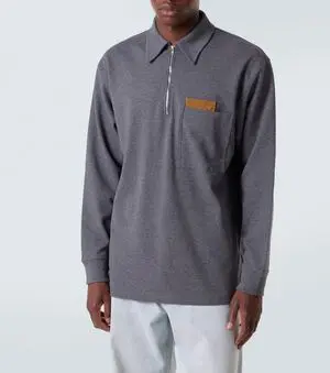 Bottega Veneta Intrecciato Cotton Jersey Polo Sweater