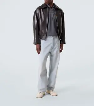 Bottega Veneta Intrecciato Cotton Jersey Polo Sweater - Grey