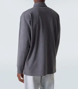 Bottega Veneta Intrecciato Cotton Jersey Polo Sweater - Grey