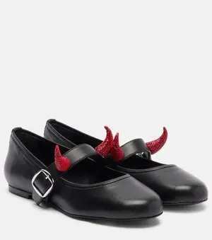 Coperni X Disney® Leather Mary Jane Flats - Black