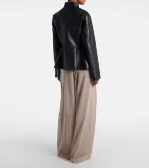 Alaïa Peplum Leather Jacket - Black