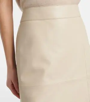 JOSEPH Leather Midi Skirt - Beige